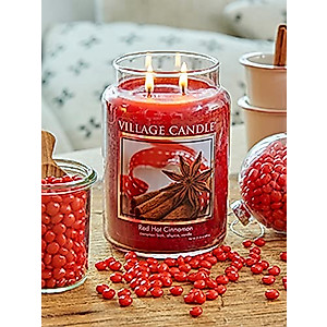Village Candle Red Hot Cinnamon Large Glass Apothecary Jar Scented Candle, 21.25 oz, 21 Ounce