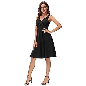 GRACE KARIN Black Cocktail Dresses for Women Wedding Guest A line Short Bridesmaid Dress M