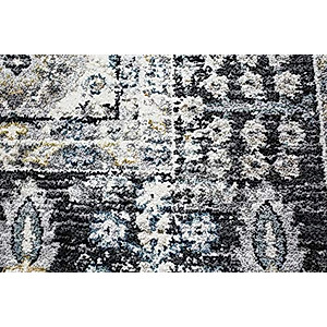 Bashian Collection Area Rug - Luxury Power Loom Polyester - Home Decor for Runner Rug, Entryway Rug, Living Room Rugs, 2.6’ x 8’, Ivory/Charcoal