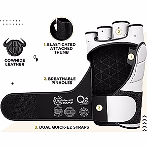 RDX MMA Gloves Sparring Martial Arts Grappling Cowhide Leather Training UFC Cage Fighting Combat Punching Bag Gel Mitts,Black,Small