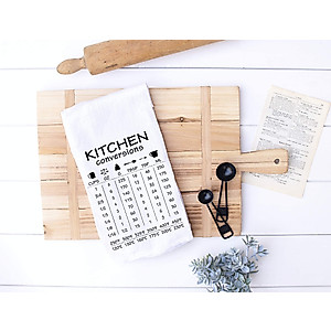 Handmade Funny Kitchen Towel - 100% Cotton Handy Dish Towel with Common Kitchen Conversions - 28x28 Inch Perfect for Chef Baker Housewarming Christmas Mother's Day Birthday Gift (Kitchen Conversion)