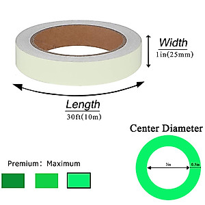 Glow in The Dark Tape 30 ft x 1 inch,Fluorescent Tape, Premium Quality Non-Toxic, Waterproof Stickers for Stairs,Walls,Steps and Exit Sign
