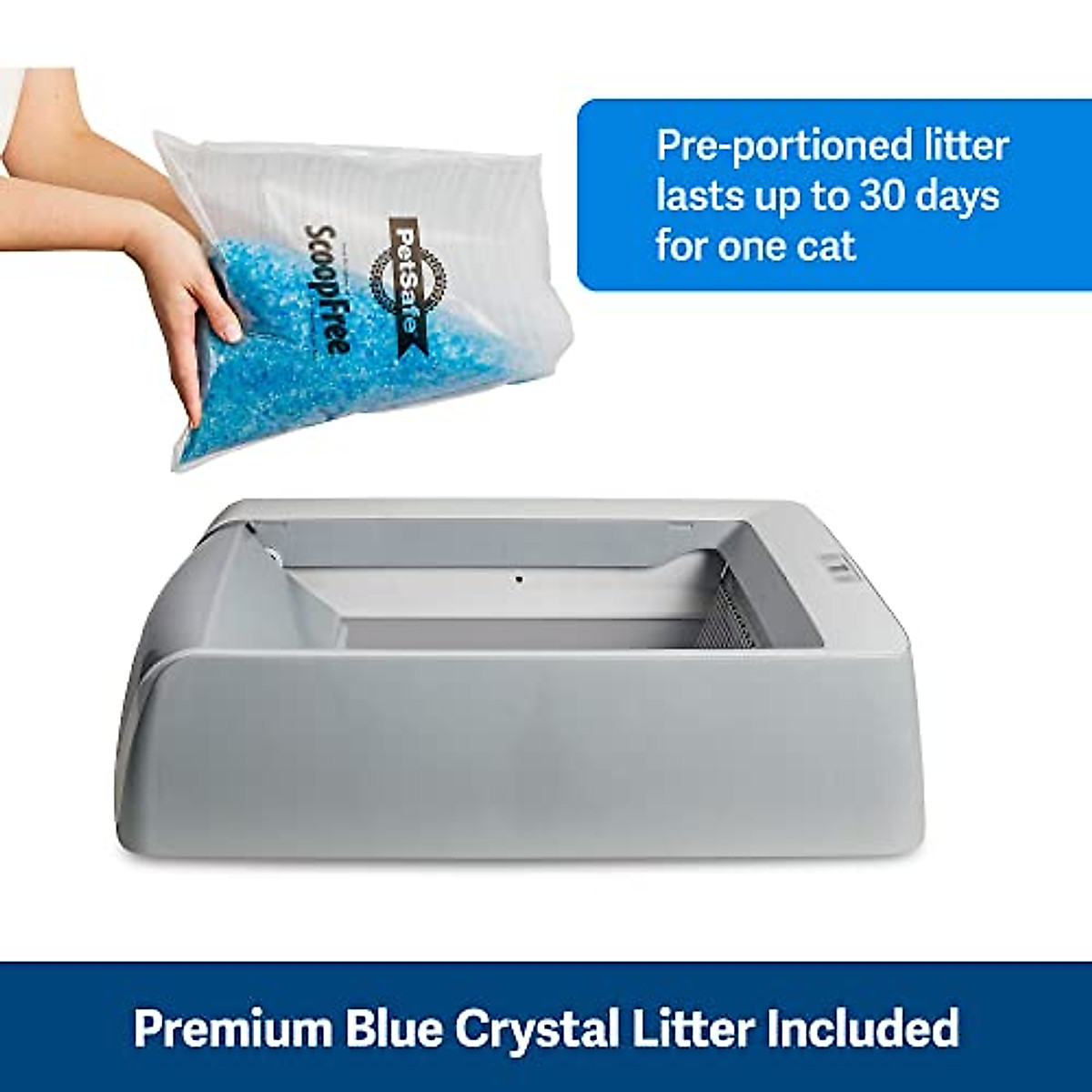 Official PetSafe ScoopFree Complete Reusable Tray - Includes 4.3 lb of Premium Blue Crystal Litter - Compatible with All PetSafe ScoopFree Complete Automatic Self Cleaning Litter Box System