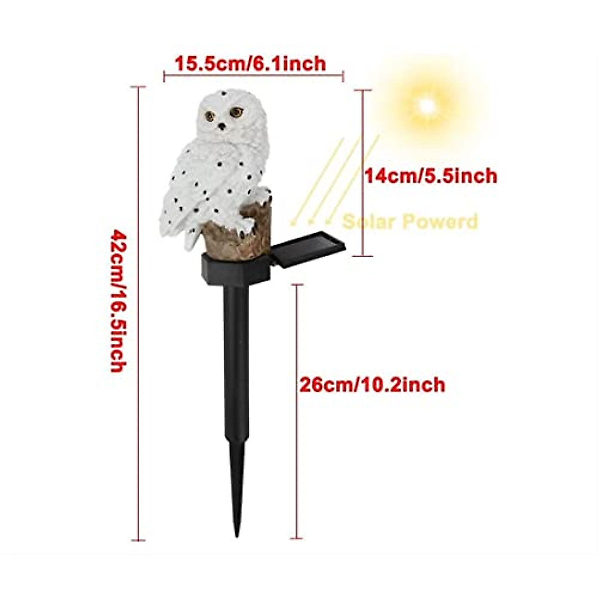 LED Garden Lights - Solar Night Lights Owl Shape Solar-Powered Lawn Lamp - Waterproof, Energy Saving (Warm White)
