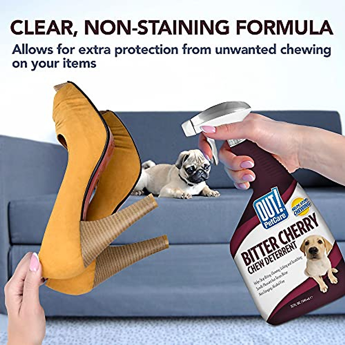 OUT! PetCare Bitter Cherry Chew Deterrent | Deterrent for Puppy Training to Discourage Licking and Chewing | 32 oz