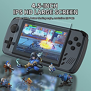 Handheld Game Console 4.5Inch IPS HD Portable Retro Games Consoles with 32G TF Card -3500 Classic Video Games, Multiple Emulators Console Support HD Out/Gamepads, 3000mAh Rechargeable Battery, Black
