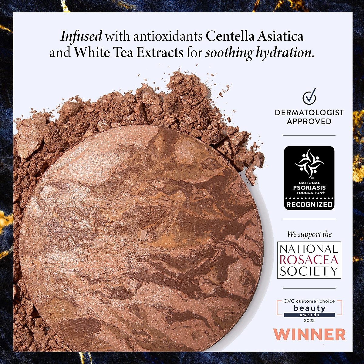 LAURA GELLER NEW YORK Baked Balance-n-Brighten Powder Foundation - Golden Medium + Spackle Super-Size Skin Perfecting Makeup Primer - Ethereal Rose Glow + Retractable Airbrush Kabuki Brush