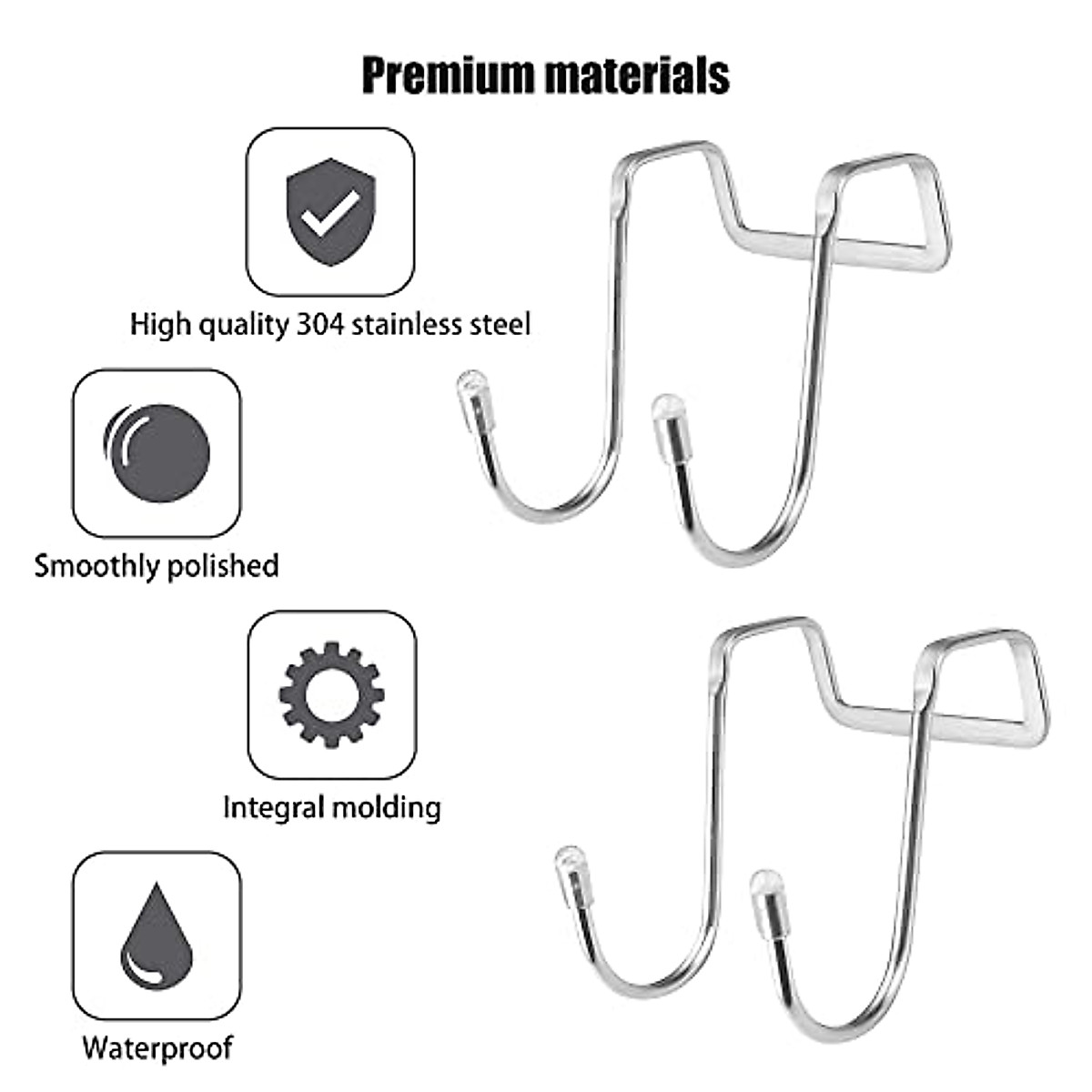 Stainless Steel Drawer Hook,Multipurpose Cabinet Door Hanger,Double Conjoined Organizer Tool,Bathroom/Kitchen/Closet/Laundry/Fence Gadget,Heavy Duty/No Drilling/Strong Bearing/Silver(4pcs)