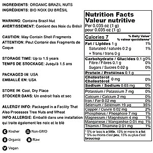 Food to Live - Organic Brazil Nuts, 1 Pound – Non-GMO, Raw, Whole, No Shell, Unsalted, Kosher, Vegan, Keto, Paleo Friendly, Bulk, Rich in Selenium