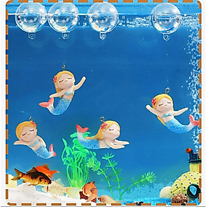 PAPIEEED Floating Mermaid Fish Tank Decor, Cartoon Aquarium Decorations for Aquatic Pets to Play Resin Aquarium Ornaments Suitable for All Kinds of Fish Tank