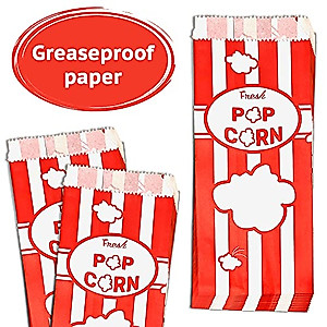 CUSINIUM 1oz Paper Popcorn Bags (150-pack) - Carnival Theme - Customizable