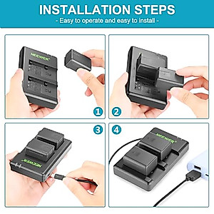 Neewer VW-VBT190 Battery (2-Pack/1950mAh) and Dual USB Charger Kit Compatible with Panasonic HC-V110 V130 V160 V180 HC-V201 V210 V250 HC-V380 HC-V510 V520 V550 HC-V710 V720 V750 V770 HC-VX870