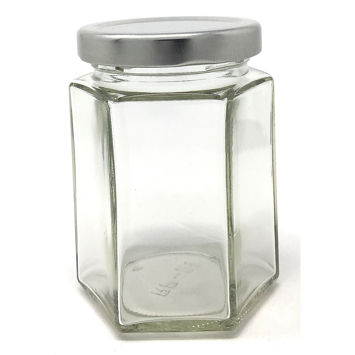 6 oz Hexagon Glass Jar with Silver Metal Lid 12-Pack by Packaging For You