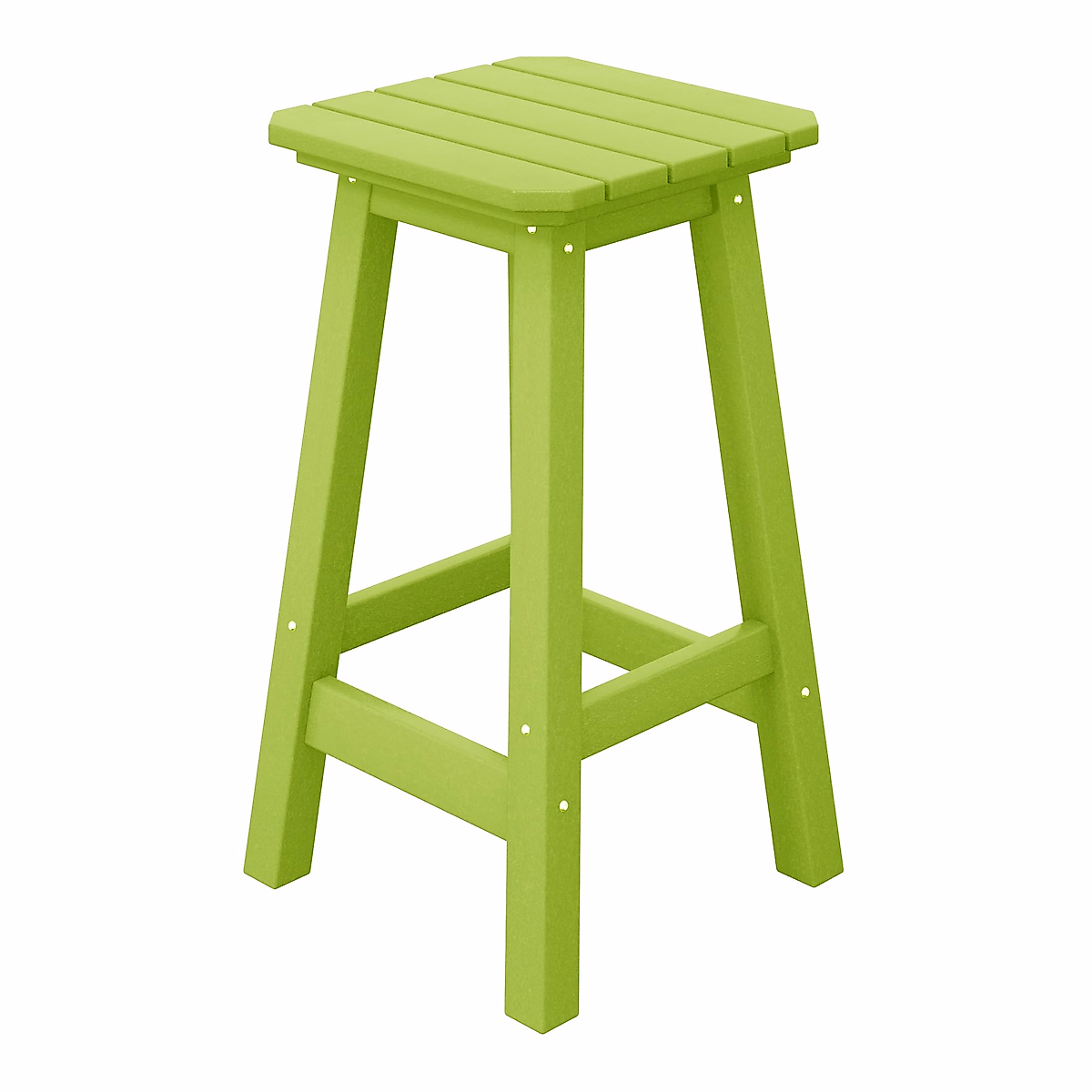 Costaelm 24" Height Outdoor Bar Stools, All-Weather Bar Stools, Adirondack Poly Patio Square Bar Stool for Patio, Deck, Kitchen Counter and Garden, Lime