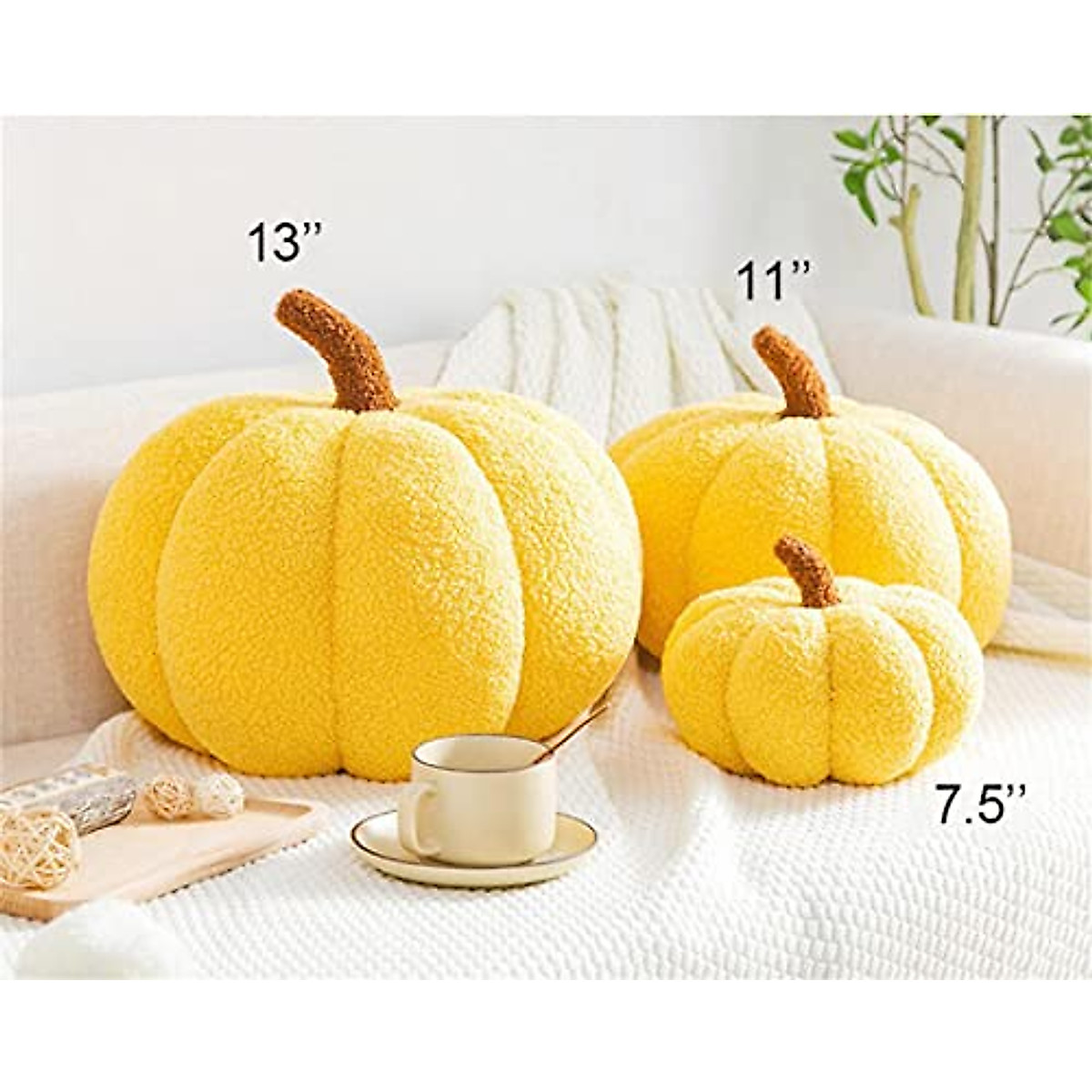 Zuwxeu Pumpkin Pillow,Pumpkin Shaped Throw Pillow Cushion, Pumpkin Plush Floor Pillow,Pumpkin Pillow Decor,Halloween Pumpkin Decorative Pillow for Home Decor Party Favors(7.5'', Dark Green)
