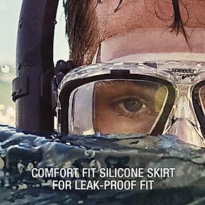 Speedo Unisex-Adult Swim Snorkel Dive Mask Anti-Fog with Nose Cover Adventure Series, M Clear, One Size