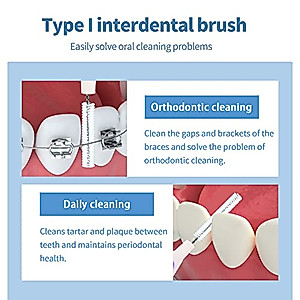 OUMJCING Interdental Brushes, Dental Brush Cleaner Toothpick Flossing Head Tooth Cleaning Tool with Portable Case for Tooth Cleaning(Blue) (Micro Tight Teeth)