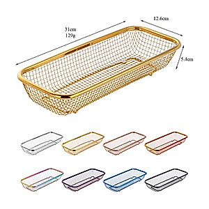 Kitchen Drawer Organizer,TUPMFG Stainless Steel Storage Basket for Silverware,Kitchen Utensil,Cutlery Tray Set Of 2, Purple
