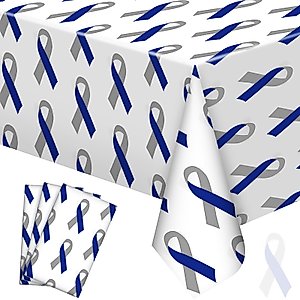 Buryeah 3 Pcs Diabetes Awareness Tablecloth Type 1 Diabetes Accessories Blue and Gray Ribbon Rectangle Disposable Plastic Table Covers Diabetes Awareness Month Decoration for Home Community Events