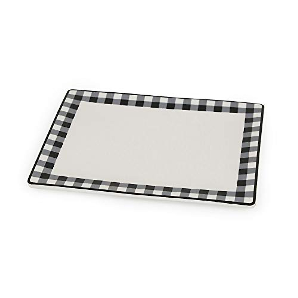 Boston International Ceramic Serving Platter, 10 x 8-Inches, Black & White Check