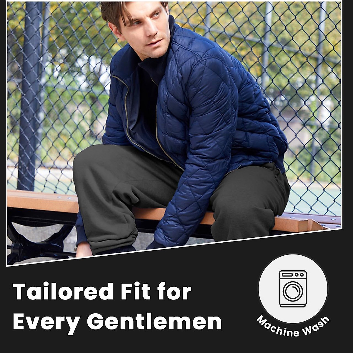 UNIQUE STYLES ASFOOR Elastic Bottom Baggy Sweatpants for Men, Soft Men’s Lounge Pants, Lightweight Men’s Athletic Pants, Fleece Sweat Pants with Pockets, Workout Joggers for Men | Charcoal - Large