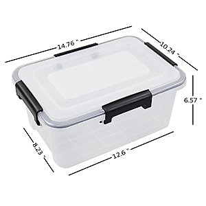 Yuright 10 Quart Clear Storage Box with Sealed Lid, Set of 4, Plastic Latching Storage Bin for Multi-purpose