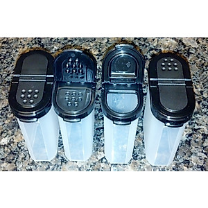 Tupperware Large Spice Shaker Set of Four. Black Seals