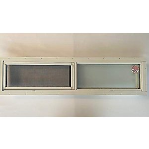 Mobile Home Window 36" x 8" Horizontal Slider White Aluminum Obscured Glass