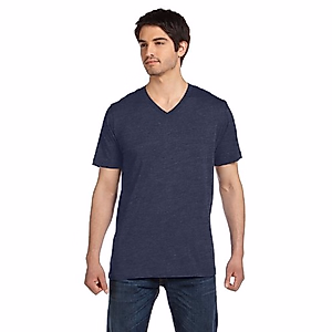Bella + Canvas Unisex Jersey Short-Sleeve V-Neck T-Shirt XL HEATHER NAVY