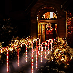 Christmas Candy Cane Lights,20 Inch Candy Cane Outdoor Christmas Decorations Outdoor Pathway Waterproof Led Light for Walkway, Yard, Home, Holiday Party Decoration (16Pack)