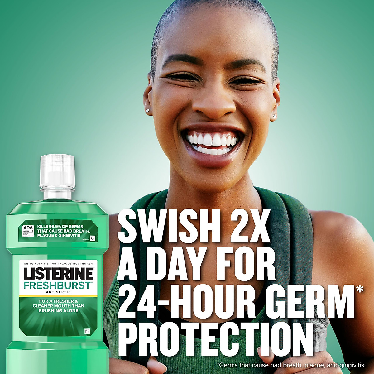 Listerine Freshburst Antiseptic Mouthwash for Bad Breath, Kills 99% of Germs That Cause Bad Breath & Fight Plaque & Gingivitis, ADA Accepted Mouthwash, Spearmint, 8.5 Fl. Oz (250 mL)