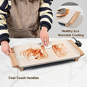 Electric Griddle - MOKIKA Extra Large Cooking Surface Electric Grill, Healthy-Eco Non-Stick Coating Indoor Grill Griddle, 5-Level Adjustable Temperature Control Griddle Grill, Cool-Touch Handles