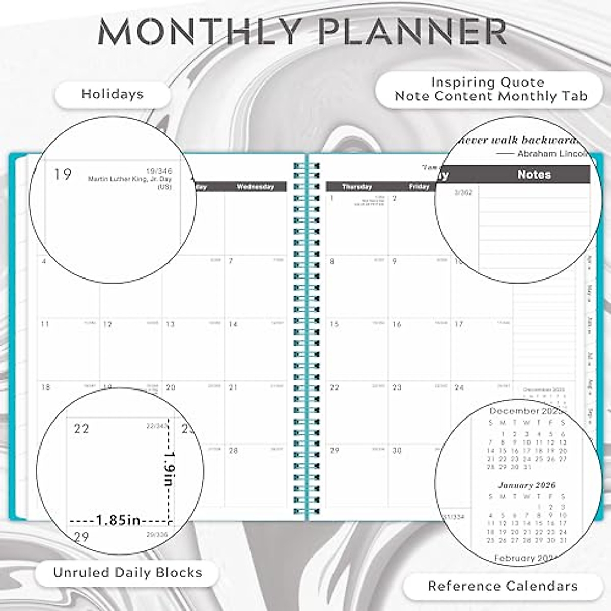 2024-2027 Monthly Planner/Monthly Calendar - 3 Year Monthly Planner 2024-2027, JUL 2024 - JUN 2027, 9" x 11", 36 Monthly Planner + Pocket - Teal