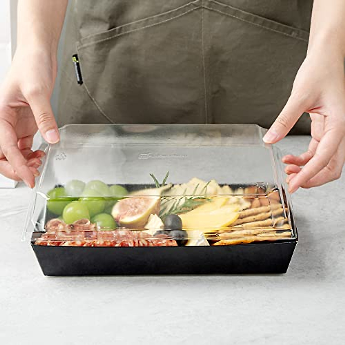 Restaurantware Matsuri Vision Clear Plastic Lid - Fits Large Sushi Tray - 100 count box