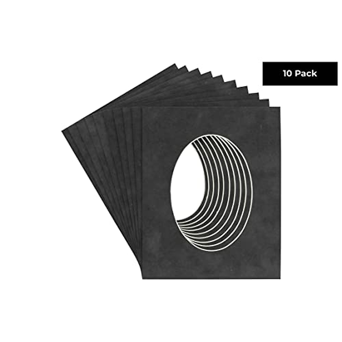 CountryArtHouse Dark Grey Suede Acid Free 16x20 Oval Picture Frame Mat with White Core Bevel Cut for 13.5x17 Pictures - Fits 16x20 Frame - Pack of 10 Matboards