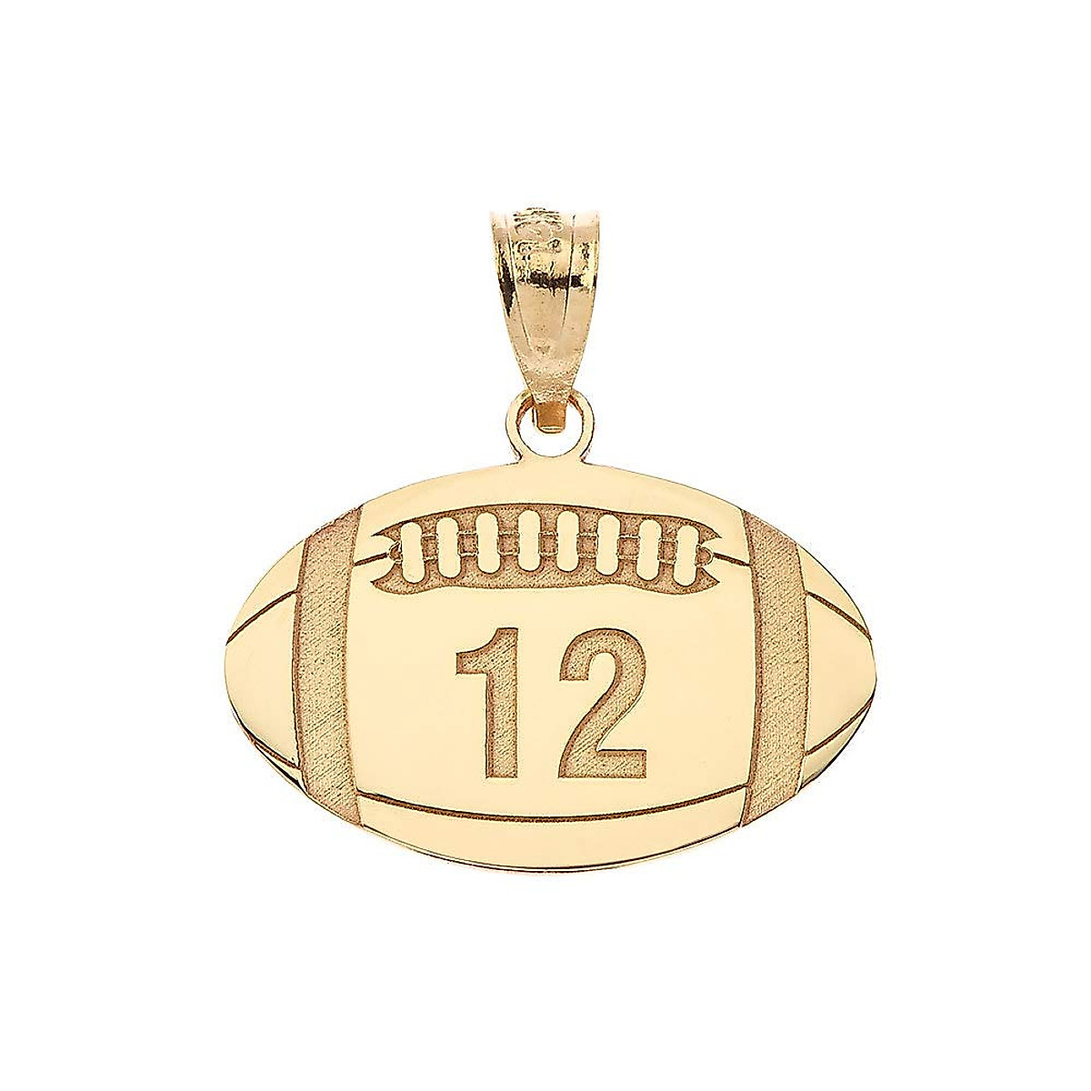 Sports Charms Certified 14k Yellow Gold Customized Football Pendant with Your Name and Number