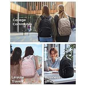 BAGSMART Laptop Backpack for Women, Travel Backpack Fits 17.3 Inch Computer Bookbags 40L Back Pack with Charging Port Hole for School College Work Business, Black