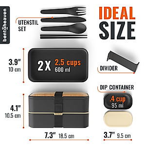 Premium Bento Lunch Box in 8 Modern Colors, 2 Compartments, Leak-proof, Includes Sauce Container, Divider, Cutlery & Chopsticks, 40oz Japanese Bento Box for Adults & Kids, Microwave-& Dishwasher-safe