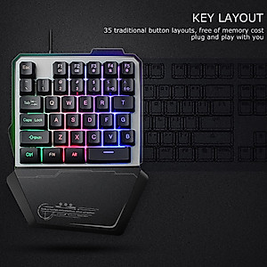 One-Handed RGB Mechanical Gaming Keyboard, 35 Keys Portable Mini RGB Gaming Keyboard support for Vista/for Win7/for Win8/for WIN10/for Android/for OS