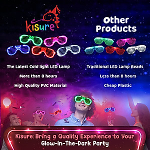 Kisure 48PCS Glow in the Dark Party Supplies, Wedding Light Up Party Favors - 24pcs 16" Foam Glow Sticks, 12pcs LED Glasses and Bunny Ear Headband for Halloween Concert Carnival Birthday Neon Party