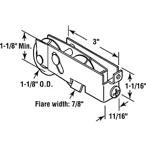 Prime-Line D 1908 1-1/8 In. Steel Ball Bearing Sliding Door Tandem Roller Assembly, for Merzon (Single Pack)