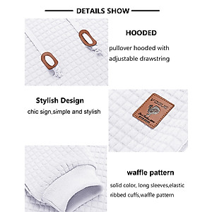 COOFANDY Men's Casual Hoodies Sweatshirt Hipster Gym Long Sleeve Drawstring Plaid Jacquard Pullover Hooded White