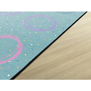 Flagship Carpets Smiley Circle Sampler Abstract Educational Area Rug for Kids Room Seating Décor, Children's Classroom, Play Carpet for Teaching and Playroom, Seats 24, 7'6"x12', Blue & Multi