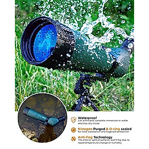 CREATIVE XP Spotting Scopes - 20x60 80mm HD Spotter Scope for Hunting, Target Shooting, Bird Watching, Astronomy - IP67 Waterproof Spotting Scope w/Photo Clicker, Tripod & Phone Adapter, Green