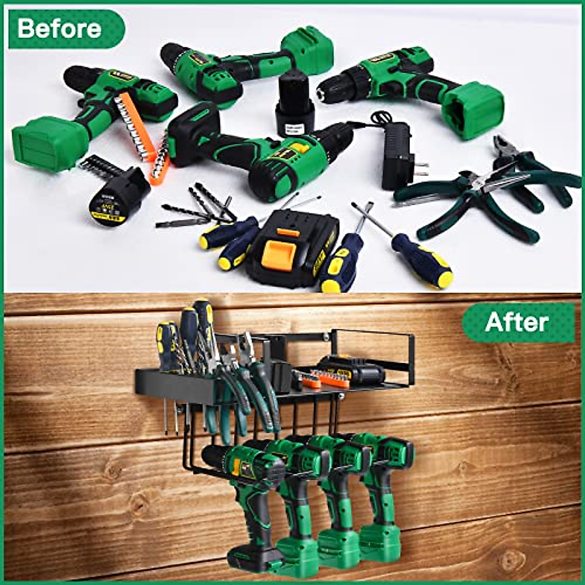 Power Tool Organizer, Heavy Duty Metal Tool Shelf, Drill Wall Mounted Storage Rack,Tool Storage Organizer Holder for Power Tool Removable Design, Perfect for Garage, Warehouse