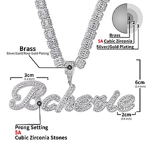 CJWN·O Custom Letters Pendant Personalized Fashion Name Cubic Zirconia Necklace Iced Out CZ Necklace For Women Hip Hop Jewelry Gifts