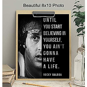 Rocky Poster -8x10 Motivational Wall Art - Inspirational Quotes Decor - Positive Uplifting Gift - Men, Teens, Boys, Sports, Boxing Fan, Entrepreneur - Dorm, Home Office, Bedroom, Living Room