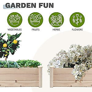 Incbruce 96x25x10 in Wooden Raised Garden Bed Planter, No-Bolt Assembly Elevated Flower Bed Boxes Kit for Vegetable Flower Herb Gardening, Natural