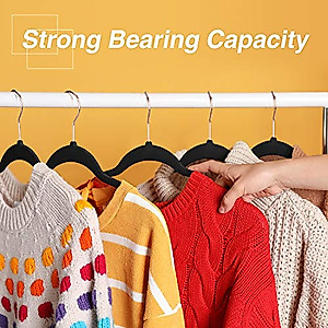 Pretigo Velvet Hangers 50 Pack Black Hangers Non-Slip Velvet Non Slip Clothes Hangers Durable Felt Hangers for Coats Pants Dress