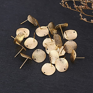 MILISTEN 30pcs Stainless Steel Earrings Posts Round Blank Peg Earrings Posts Flat Pad Ear Stud Components Earring Making Findings for Earring Making DIY Crafts(Golden)